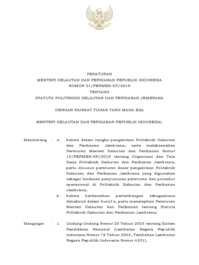 Statuta Politeknik KP Jembrana 2019 | PDF