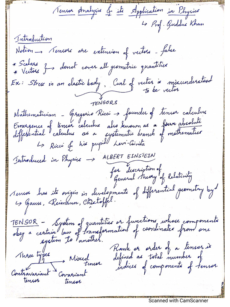 Tensor Written Notes | PDF