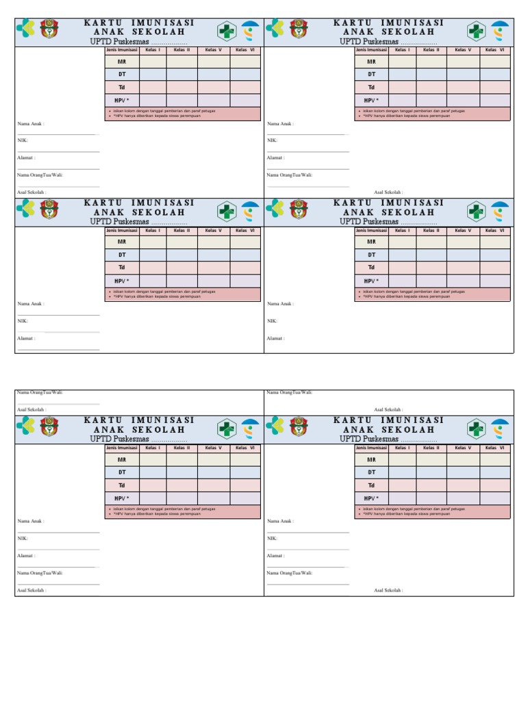 Form KARTU IMUNISASI BIAS | PDF