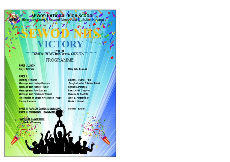 Sewod NHS Victory Celebration Program | PDF