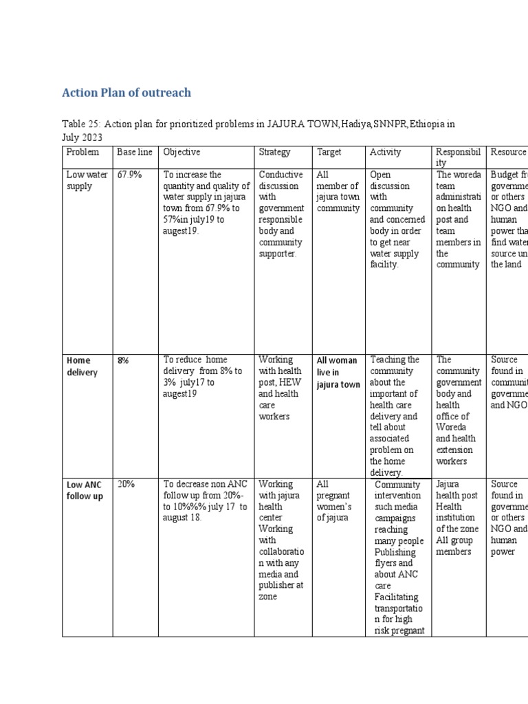 Action Plan of Outreach | PDF