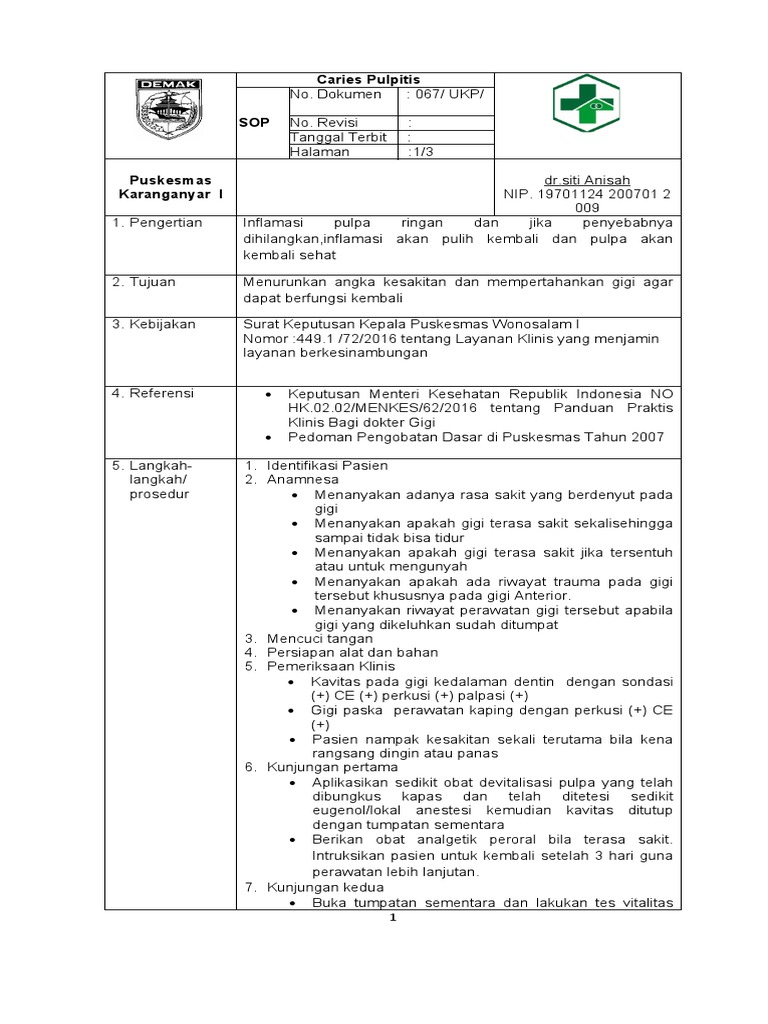 Sop Pulpitis R | PDF