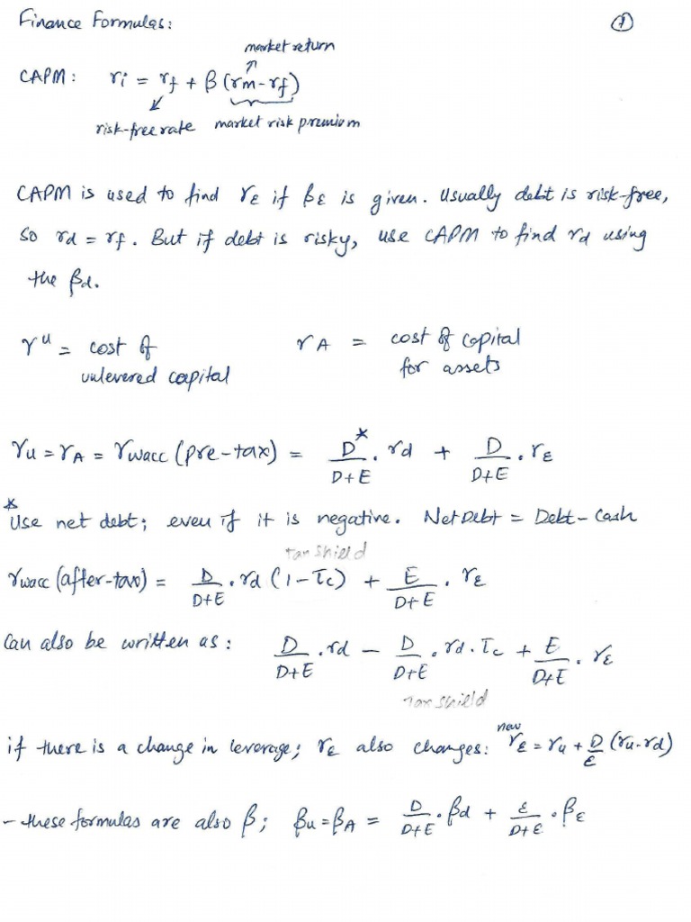 Finance Important Formulas | PDF