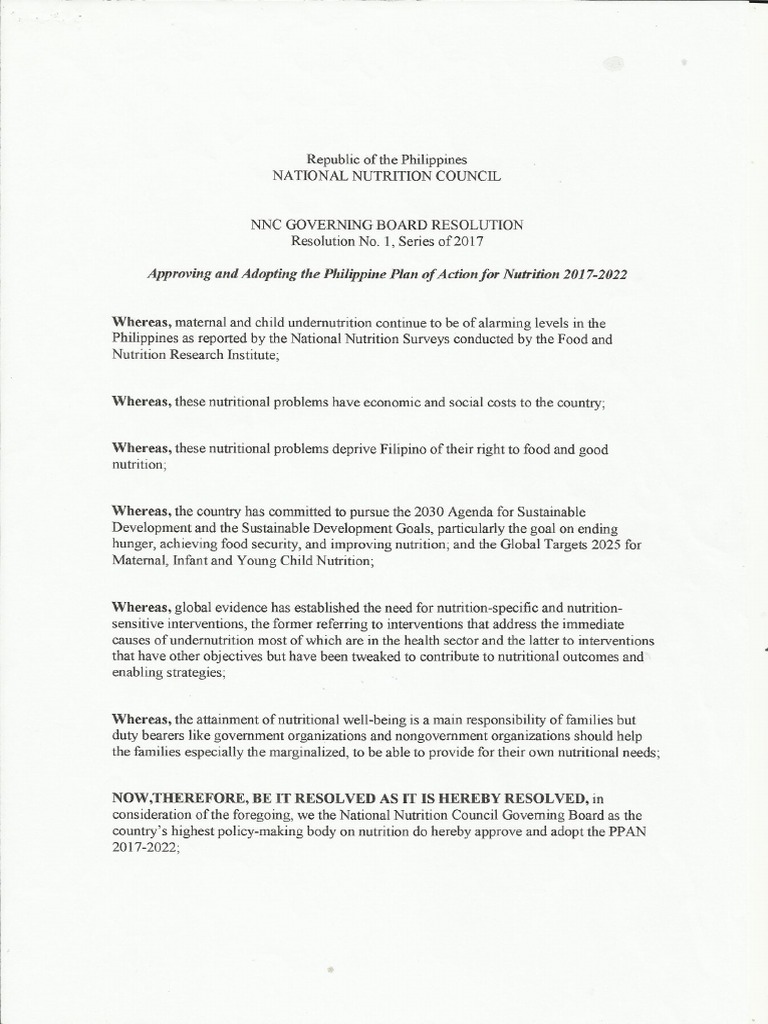 NNC Governing Board Resolution No. 1 Series of 2017 Approving and ...