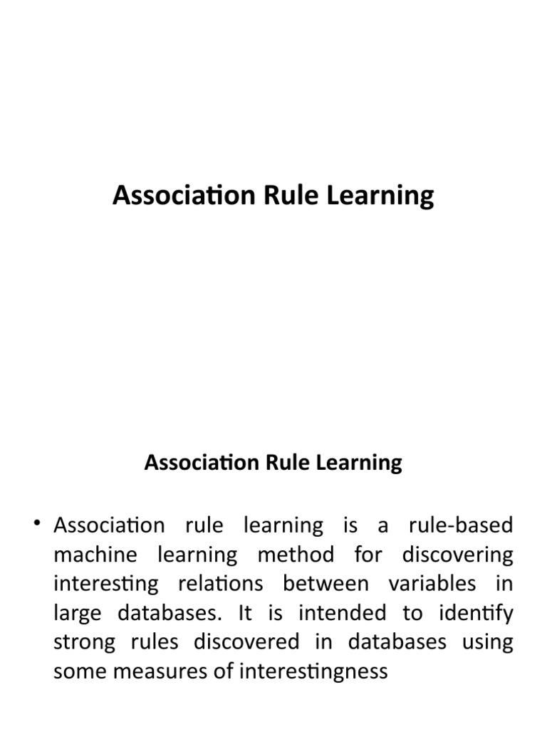 Association Rule Learning | PDF | Business | Computers