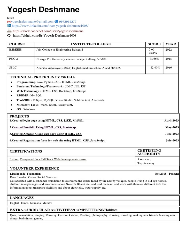 Yogesh Resume(T) | PDF