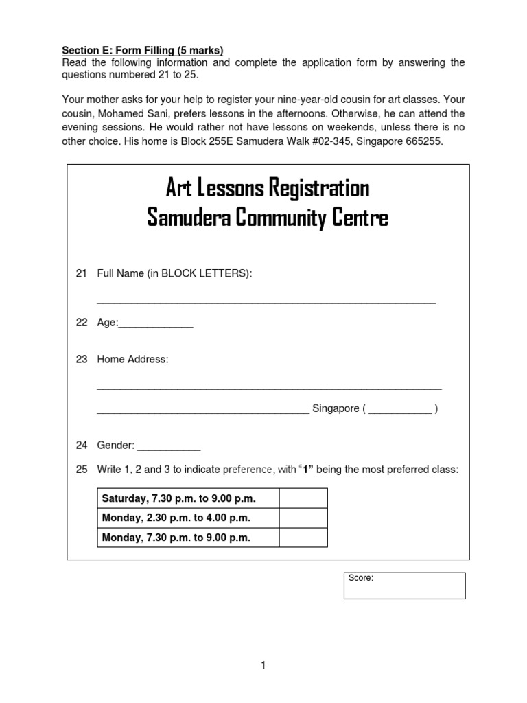 Art Class Registration Form Guide | PDF