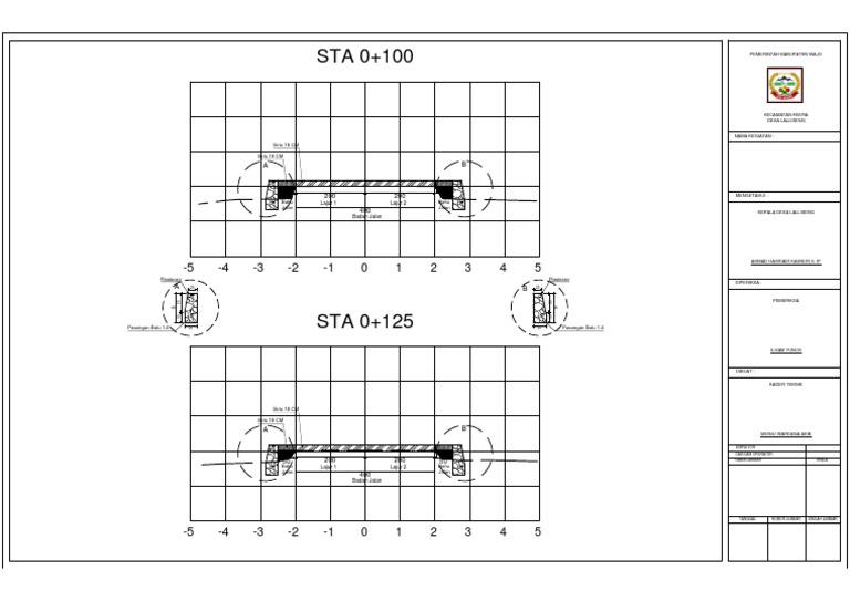 Rincian Survey Jalan STA 125 dan 100 | PDF