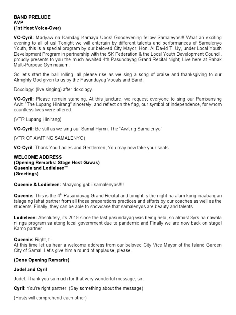 Pasundyag Script | PDF | Philippines