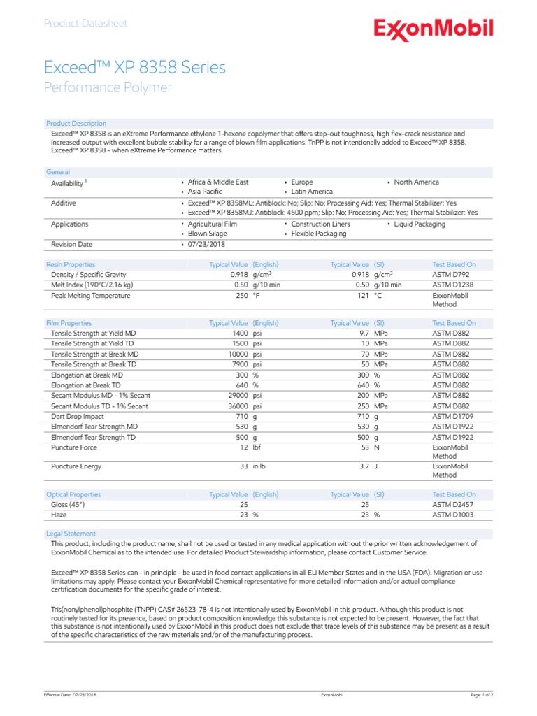 Exceed™ XP 8358 Series: Performance Polymer | Download Free PDF ...