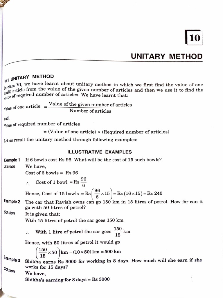 10.unitary Method | PDF