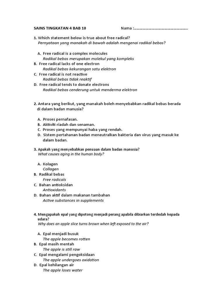 Sains Tingkatan 4 Bab 10 | PDF