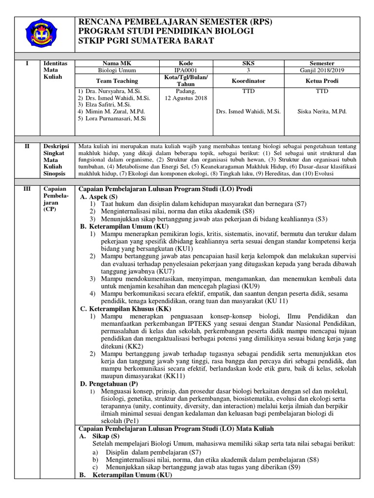Rps Biologi Umum | PDF