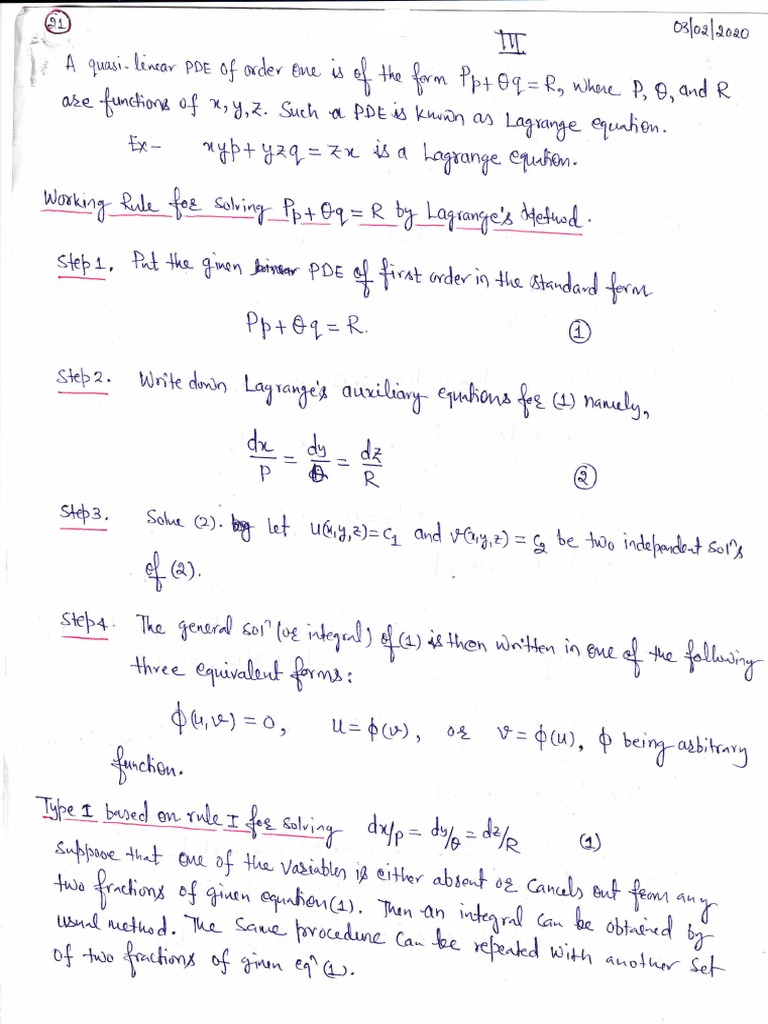 03 First Order PDE - Lagranges Method - I | PDF