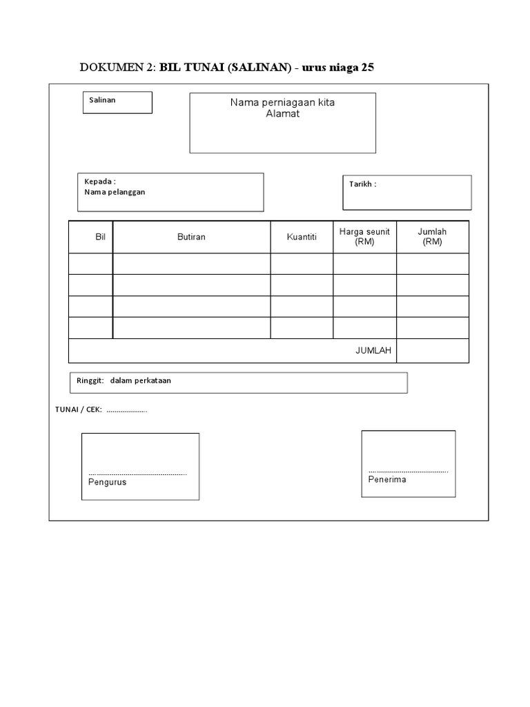 Cara Tulis BIL TUNAI | PDF