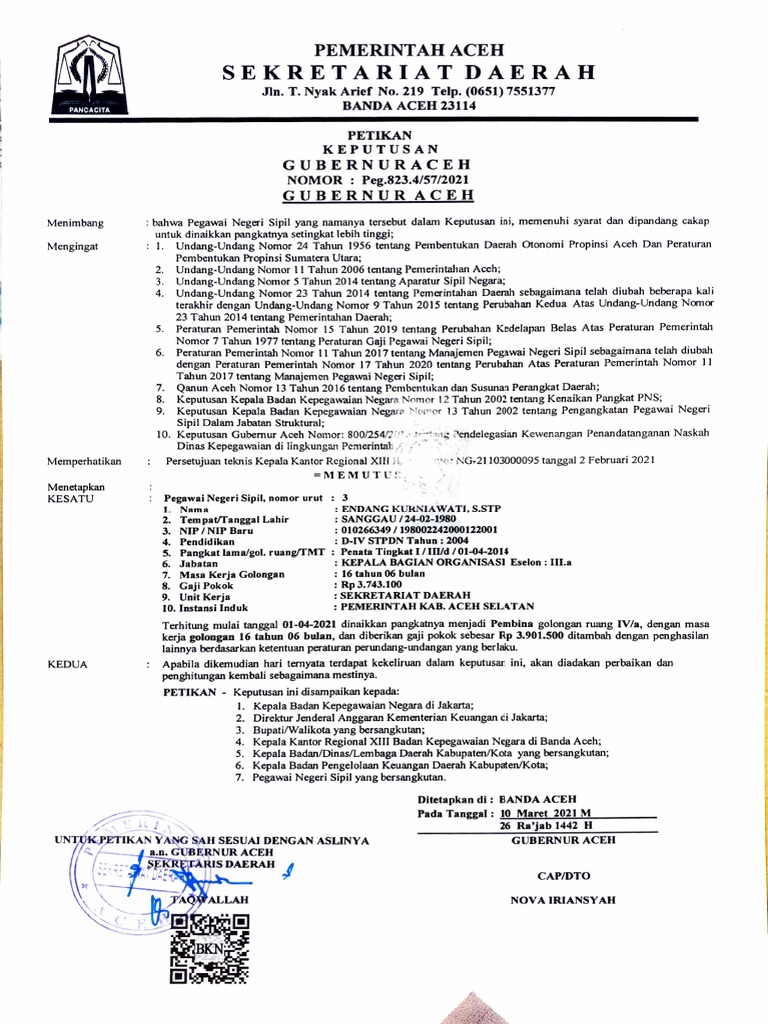 SK Golongan Pangkat Terakhir | PDF