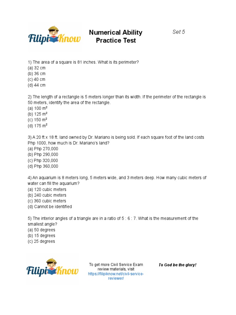 Numerical Ability Practice Questions Set 5 | PDF
