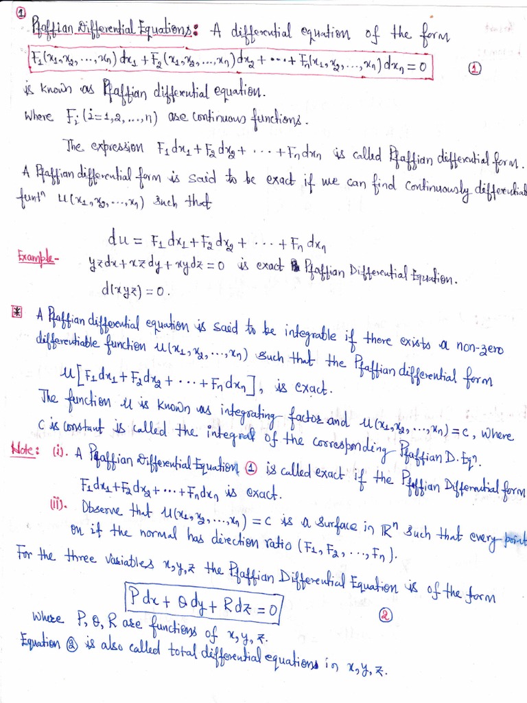 07 Pfaffian Differential Equation | PDF
