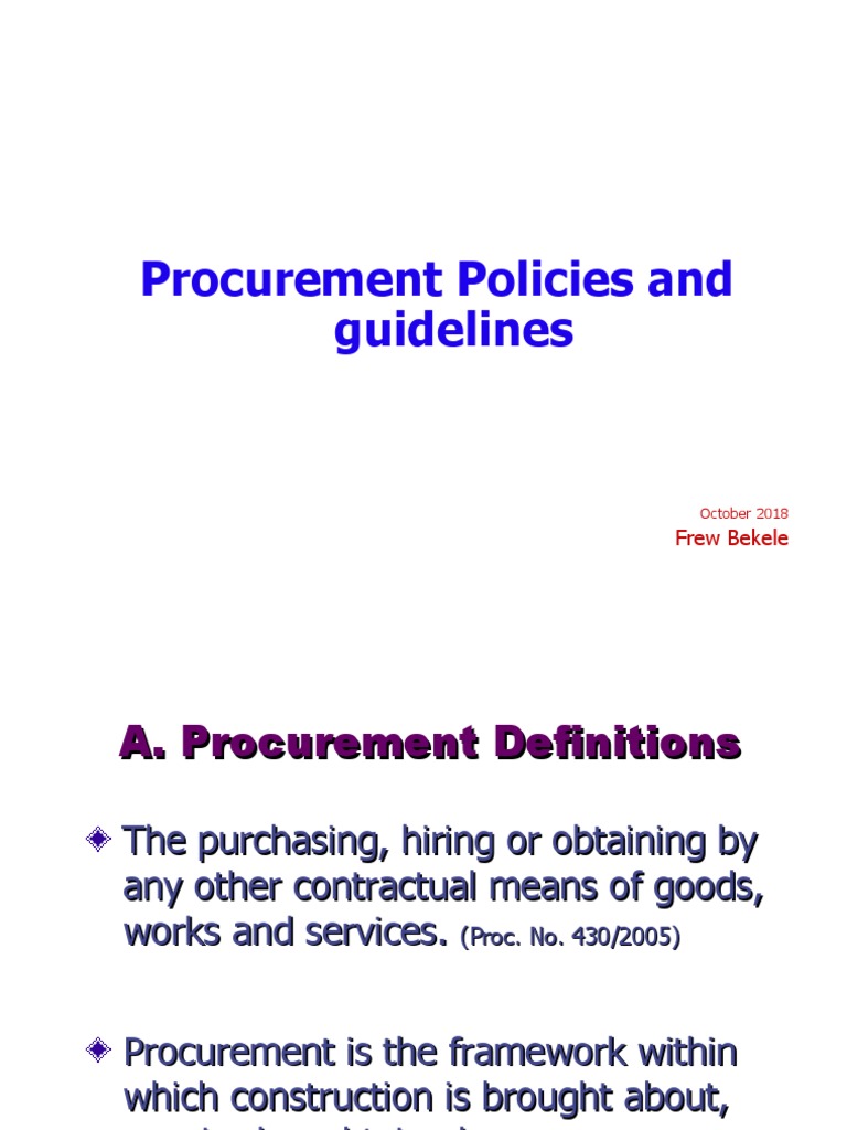 Procurement Policy and Guidlines and Procedures | Download Free PDF | Procurement | Business