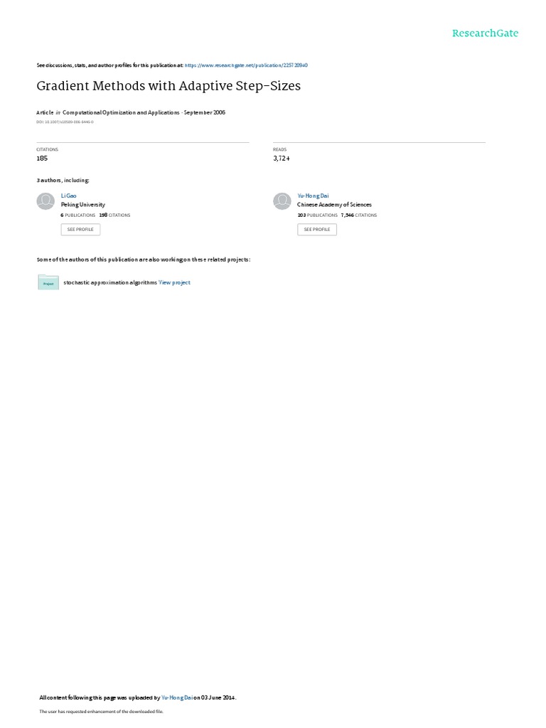 Gradient Methods With Adaptive Step-Sizes | PDF | Eigenvalues And Eigenvectors | Mathematical ...