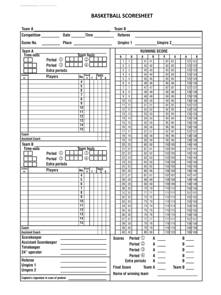 Basketball Score Sheet | PDF