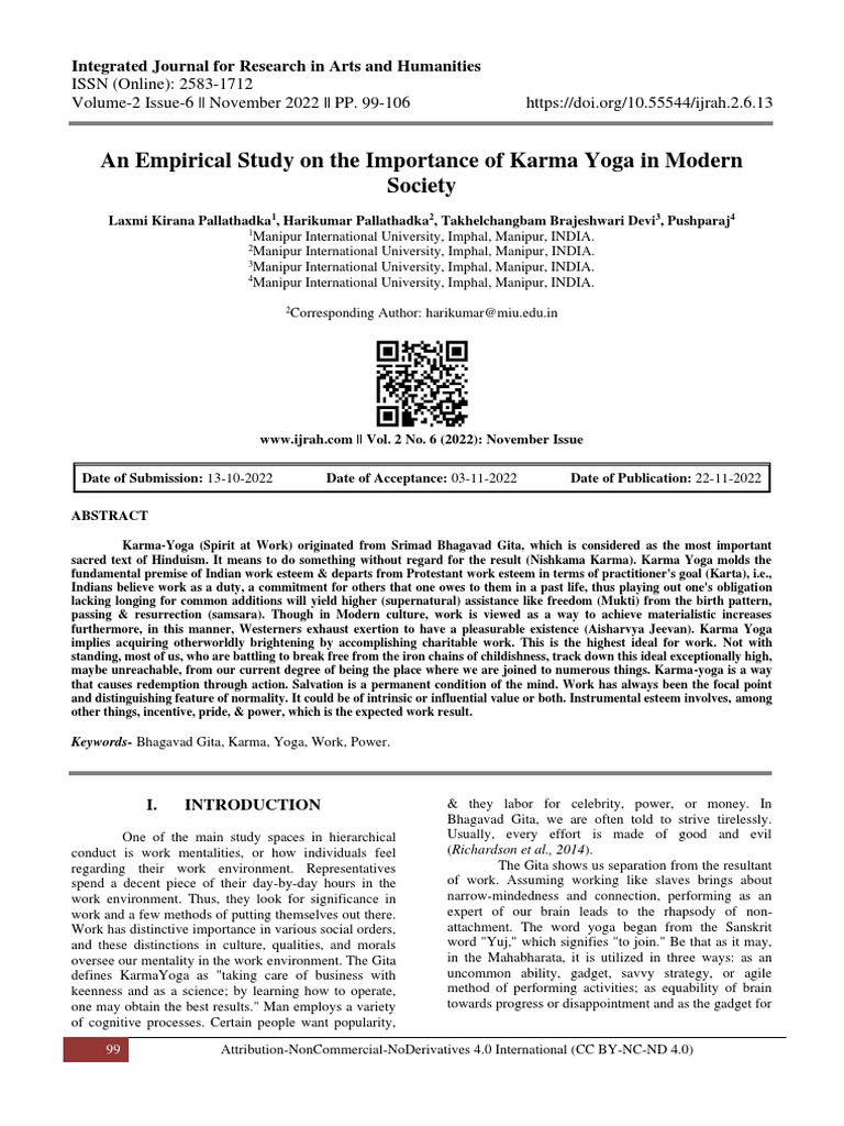 An Empirical Study On The Importance of Karma Yoga | PDF