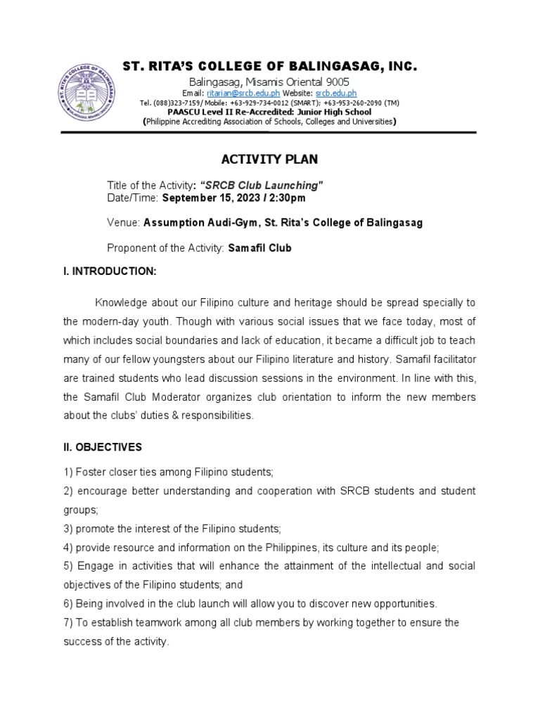 Homemakers Club Activity Plan | PDF | Business | Social Science