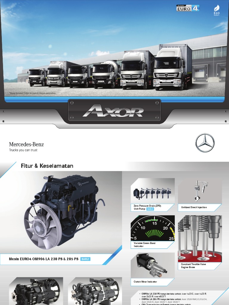 Mercedes Benz Axor Euro 4 All Segment Brochure | PDF | Manual ...