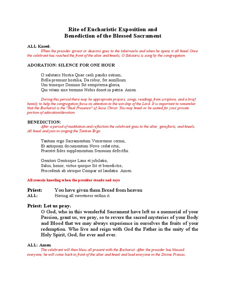 Eucharistic Exposition and Benediction Guide | PDF
