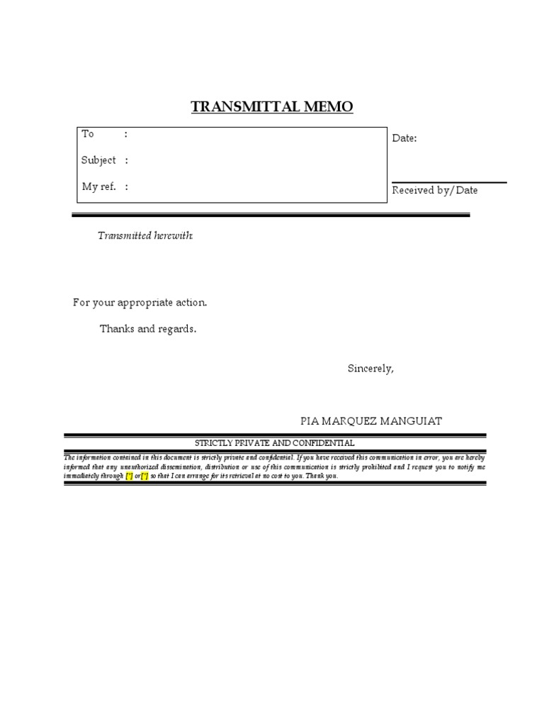 Transmittal Memo: Private & Confidential | PDF