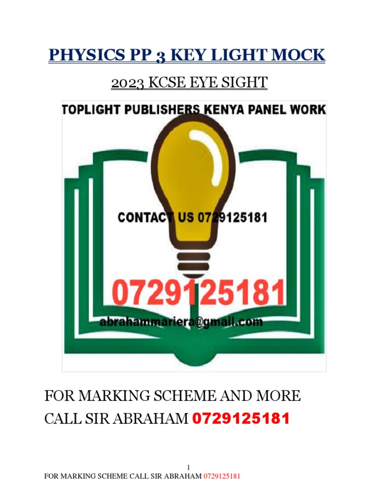 Physics PP 3 Key Light Mock | PDF