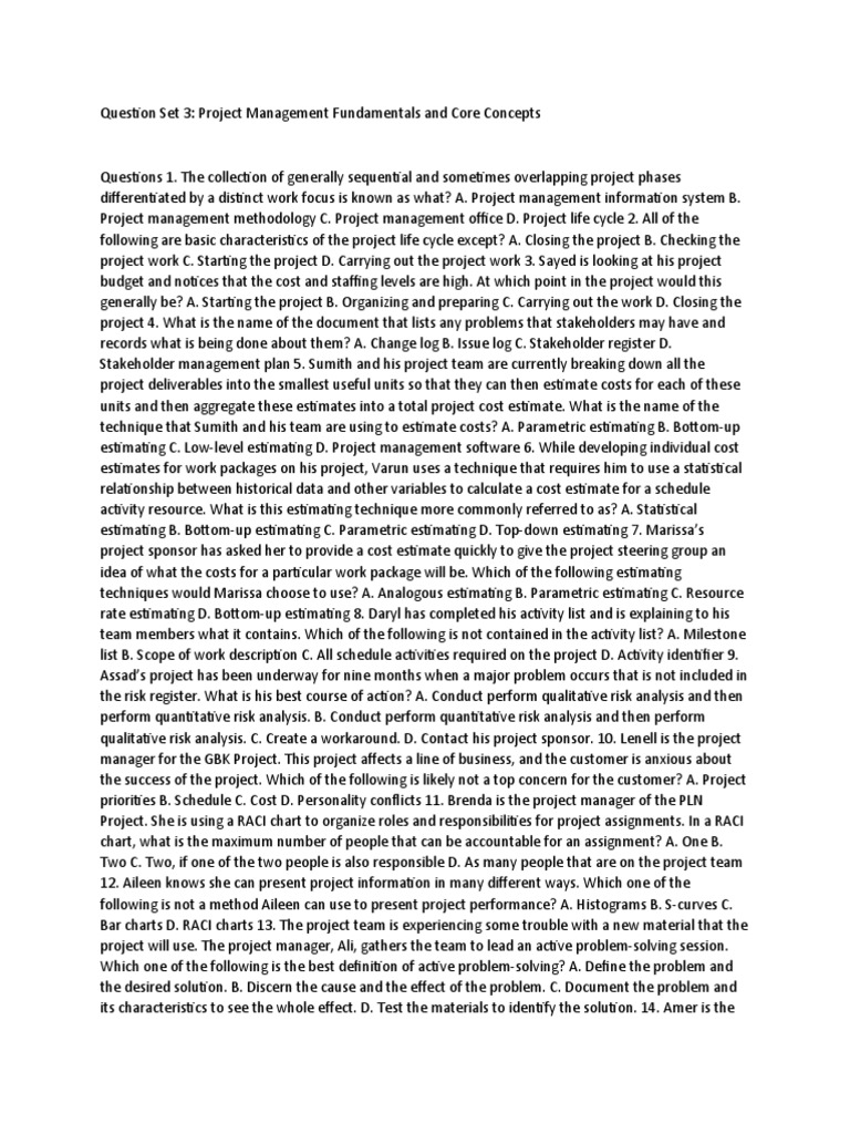 Question Set 3 | PDF | Project Management | Life Cycle Assessment