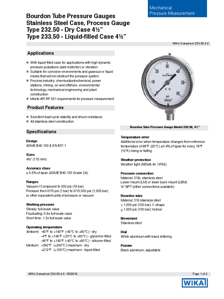 Wika-232 50-233 50 | PDF