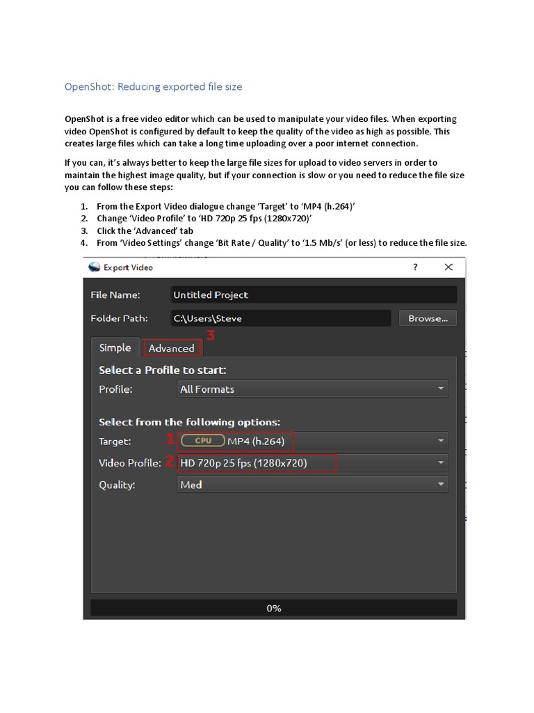 Openshot Export Settings | PDF