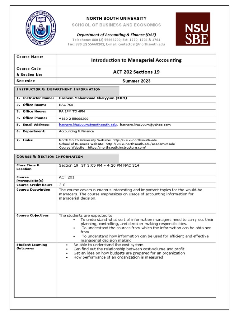 ACT - 202 Course Outline | PDF
