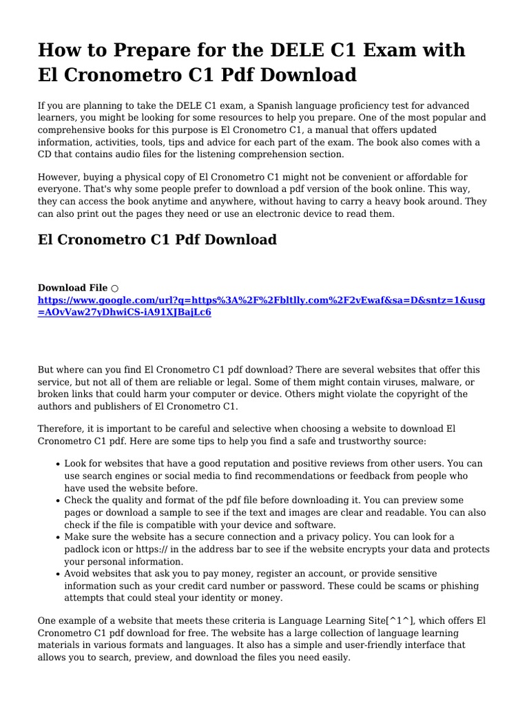 How To Prepare For The DELE C1 Exam With El Cronometro C1 PDF Download ...