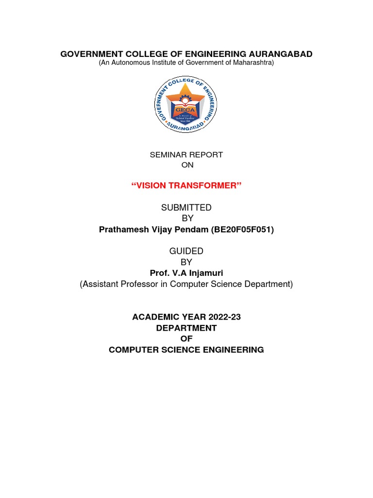Government College of Engineering Aurangabad: Submitted BY | PDF | Computer Vision | Image ...