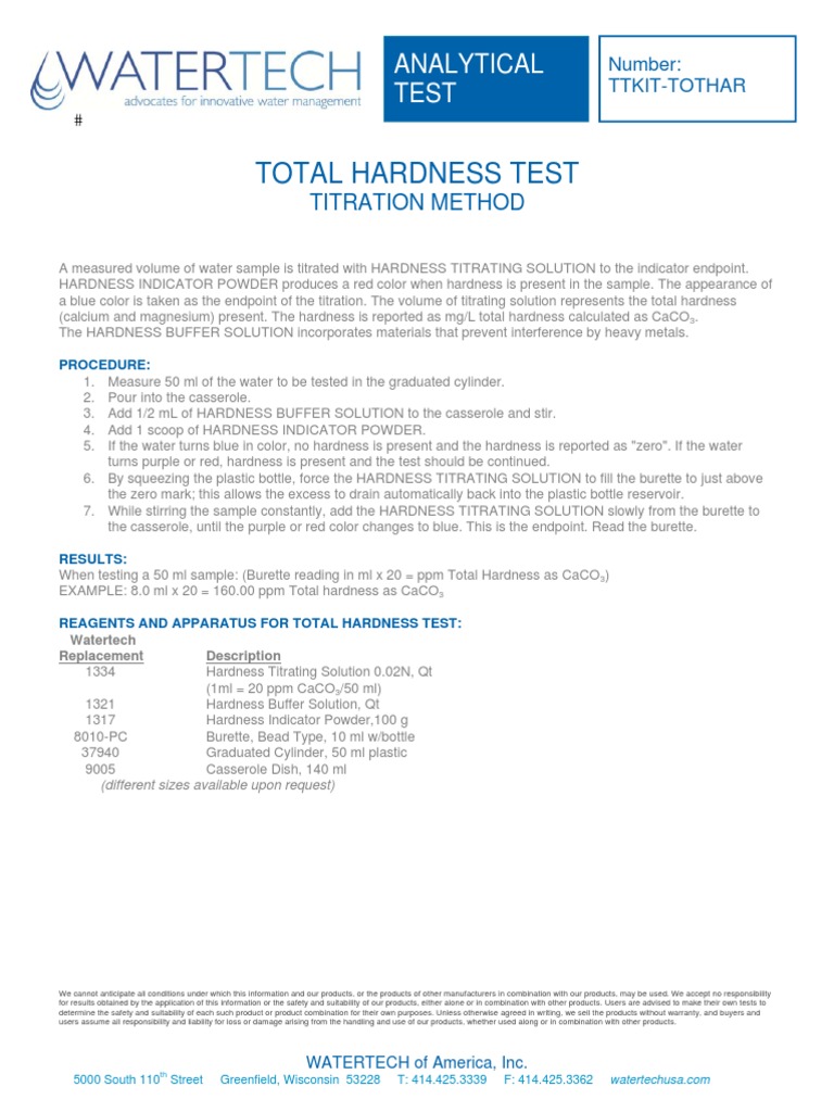Total Hardness (Titration) | PDF