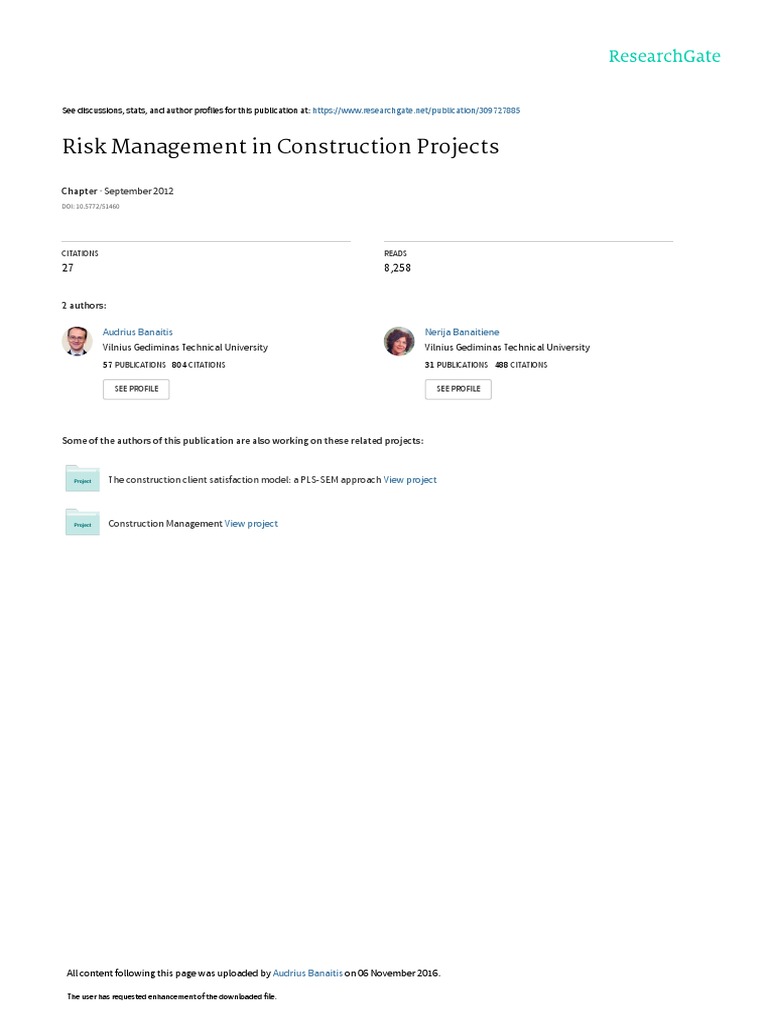 Risk Management Construction Projects | PDF | Risk | Risk Management
