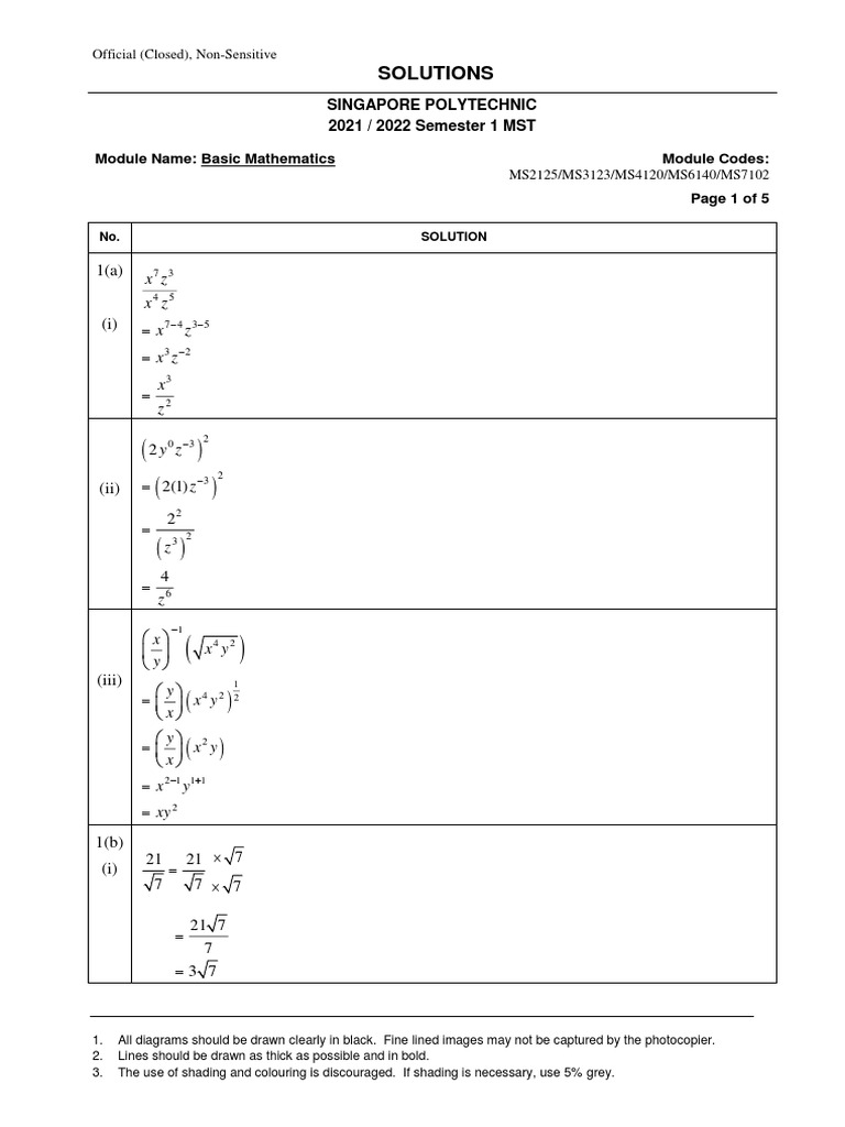 Basic Math MST 2122s1 Solutions | PDF | Mathematical Concepts | Mathematical Relations