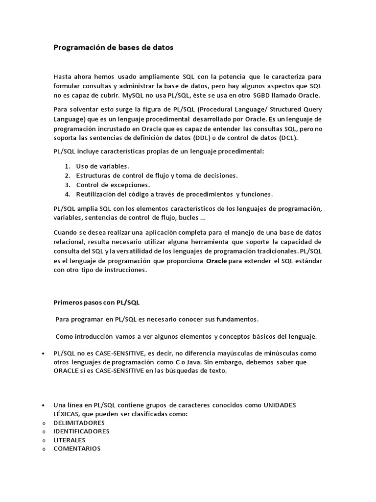 Primeros Pasos Con PL SQL | PDF