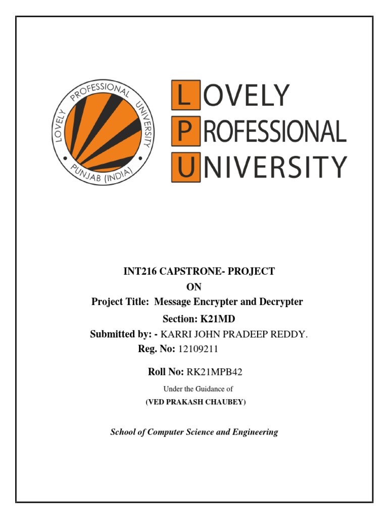 Python Capstone Project On Message Encrypter and Decrypter | PDF | Encryption | Cryptography