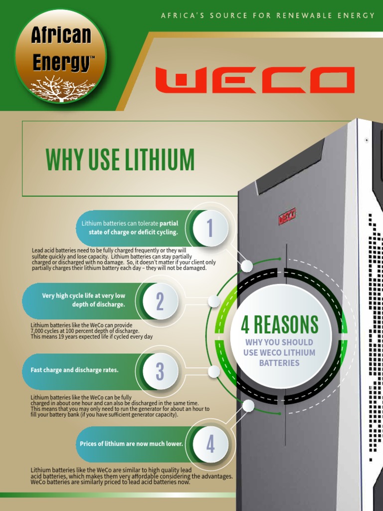 Weco African Energy Flyer | PDF | Lithium Ion Battery | Battery Charger