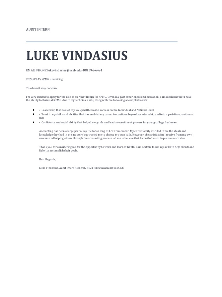 KPMG Cover Letter 1 | PDF