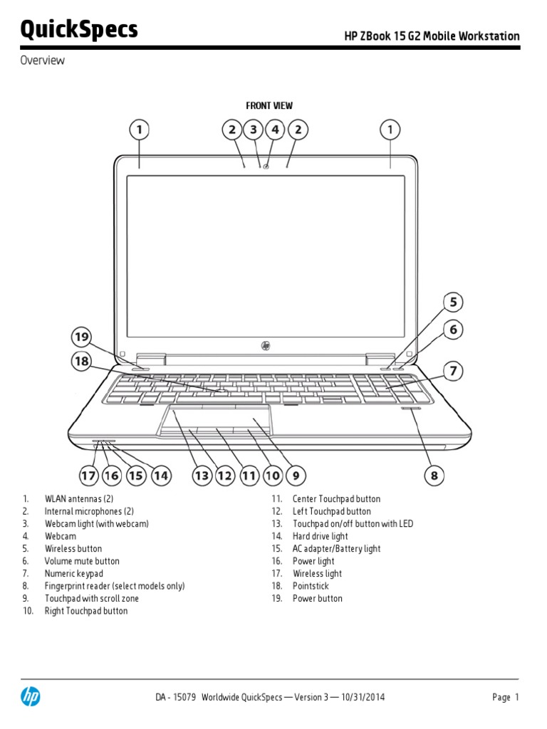 Quickspecs: HP Zbook 15 G2 Mobile Workstation | PDF | Usb | Microsoft Windows