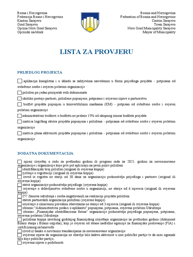 Lista Za Provjeru | PDF