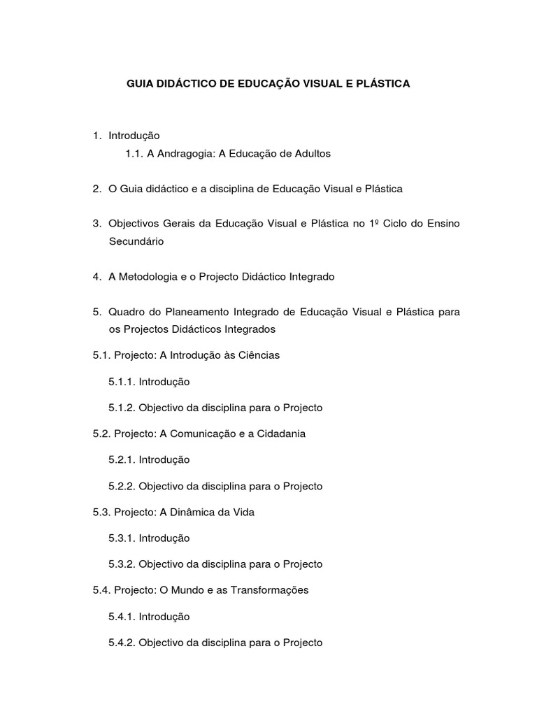 Guia Didático de Educação Visual e Plástica | PDF | Aprendizado ...