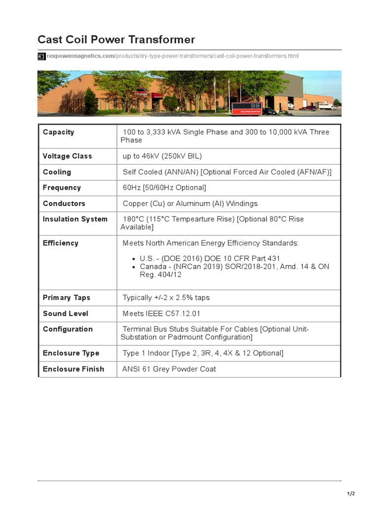 Cast Coil Power Transformer | PDF | Transformer | Metrology