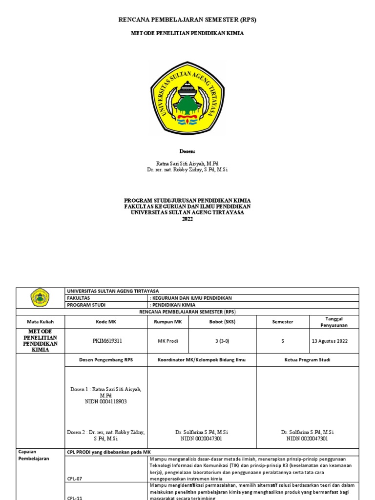 Contoh RPS Metode Penelitian 2022 Obe | PDF