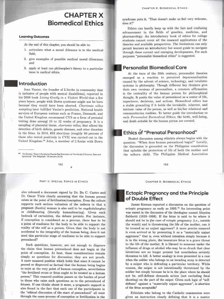 Chapter X - Biomedical Ethics | PDF
